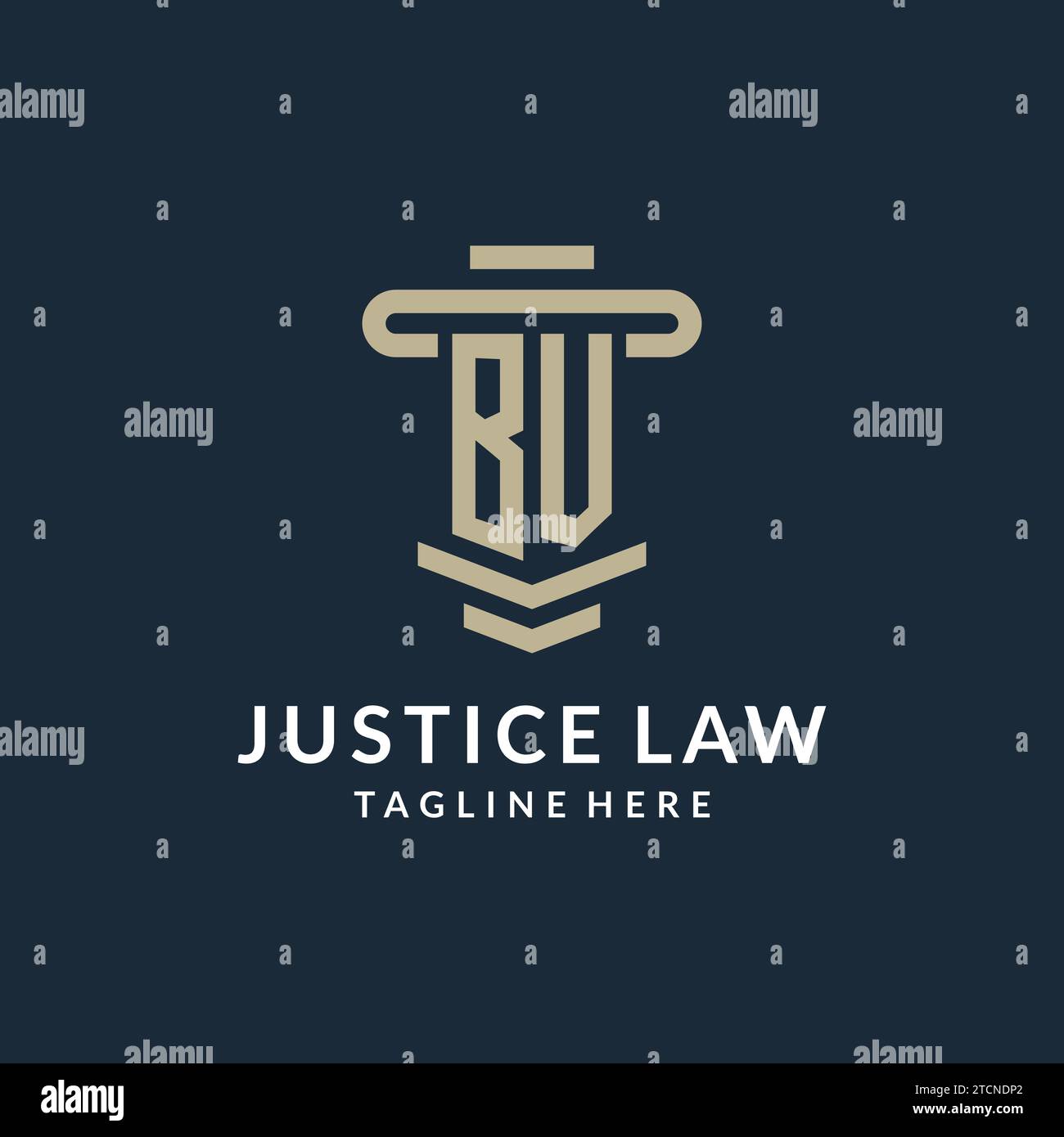 BV initial logo monogram with simple luxury pillar line vector design ...