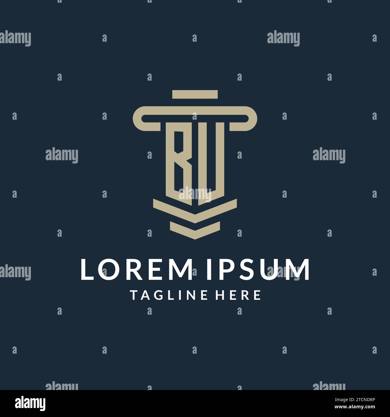 BU initial logo monogram with simple luxury pillar line vector design ...