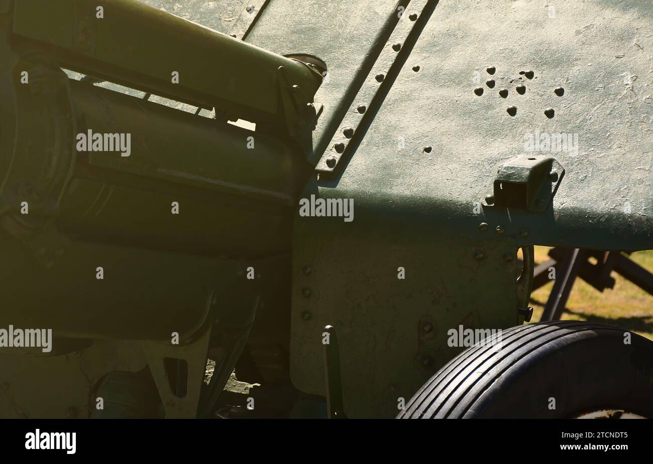 A close-up mechanism of a portable weapon of the Soviet Union of World ...