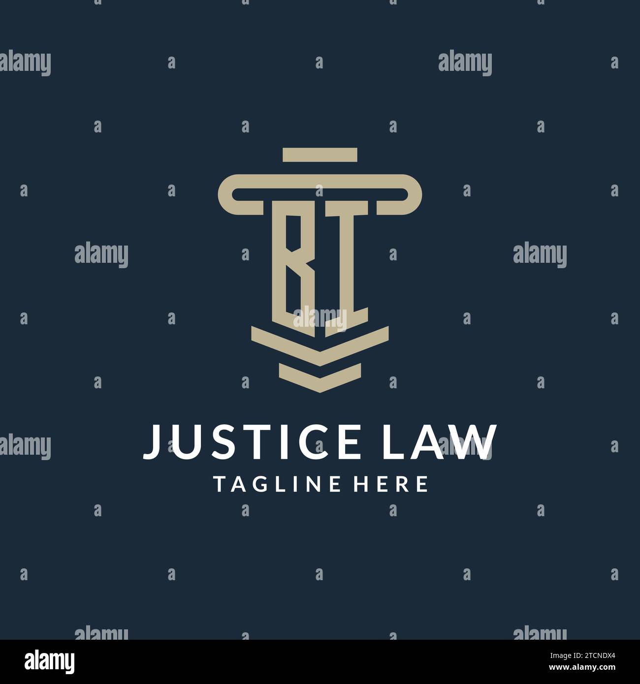 BI initial logo monogram with simple luxury pillar line vector design ...