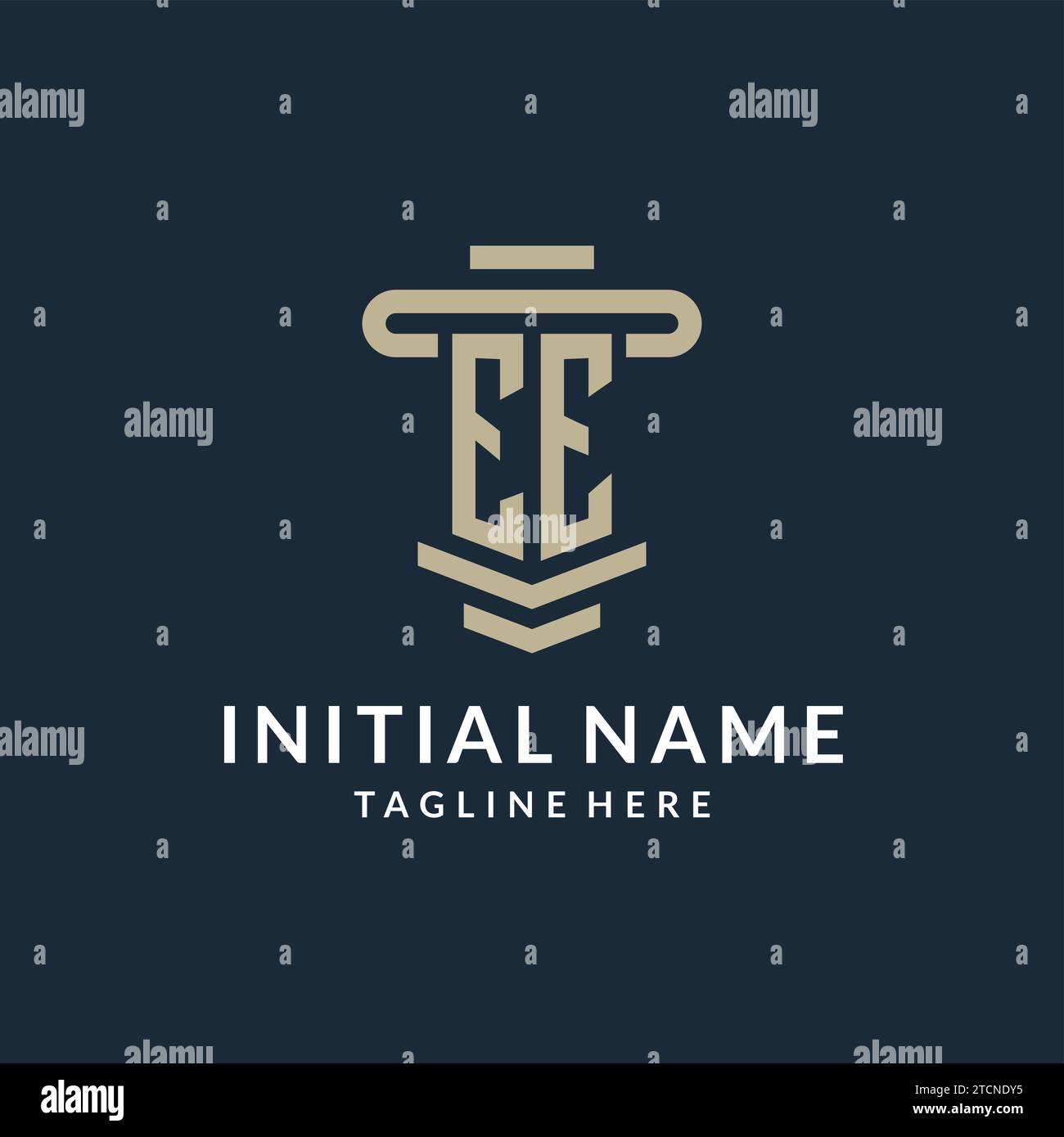 EE initial logo monogram with simple luxury pillar line vector design ...