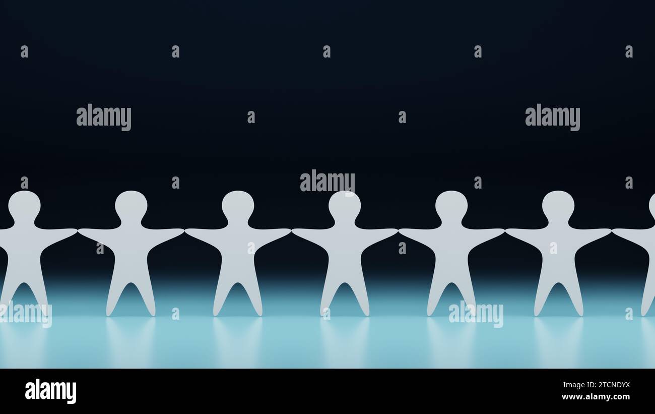 Teamwork concept background where human symbols are linked together, 3d ...
