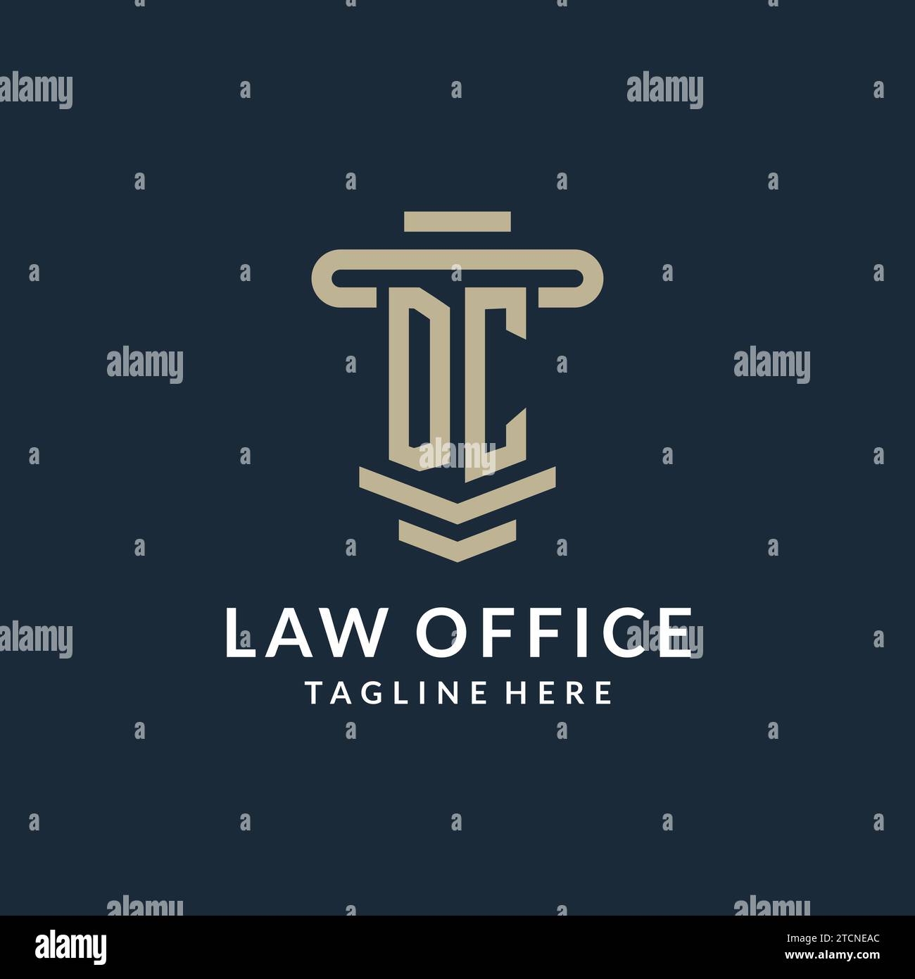 DC initial logo monogram with simple luxury pillar line vector design ...
