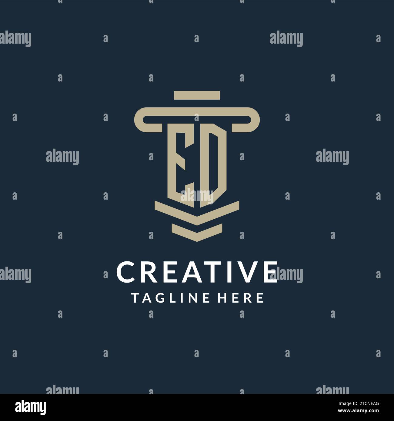 ED initial logo monogram with simple luxury pillar line vector design ...