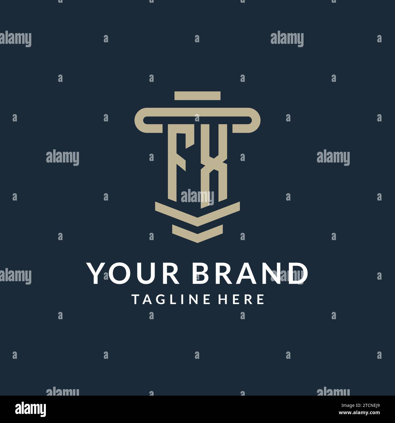 FX initial logo monogram with simple luxury pillar line vector design ...