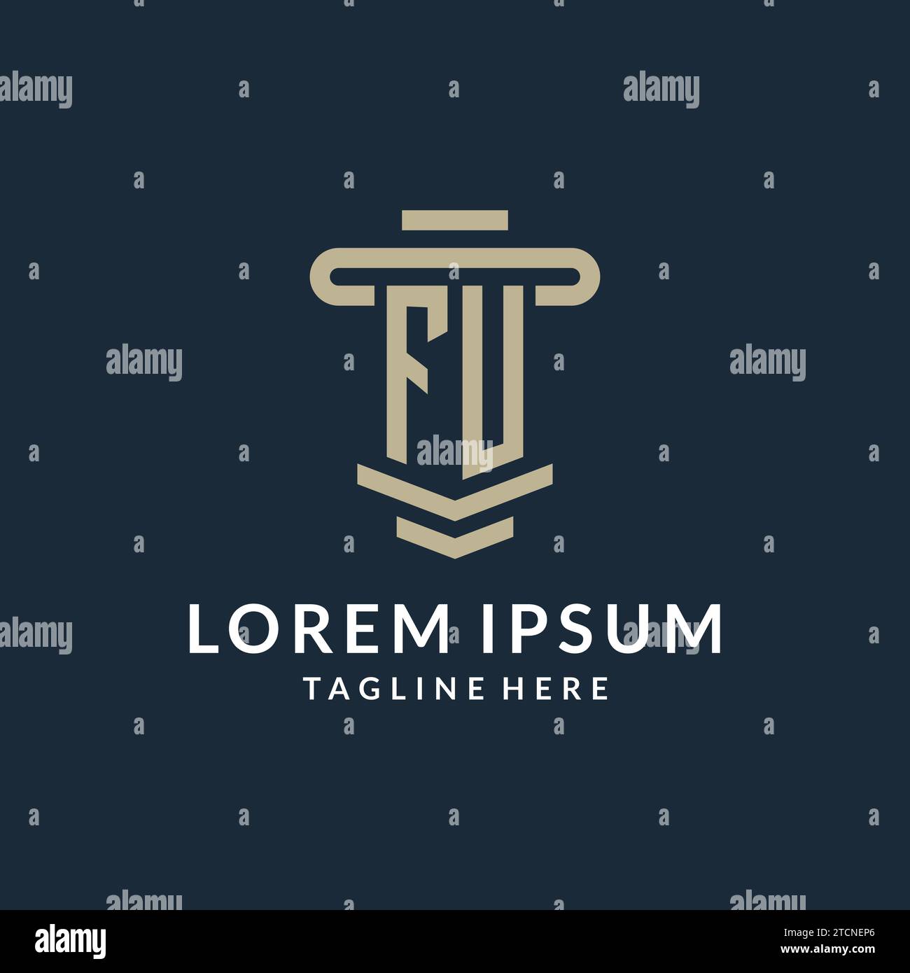 FU initial logo monogram with simple luxury pillar line vector design ...