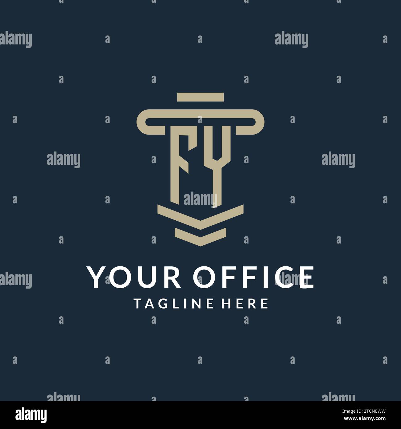 FY initial logo monogram with simple luxury pillar line vector design ...
