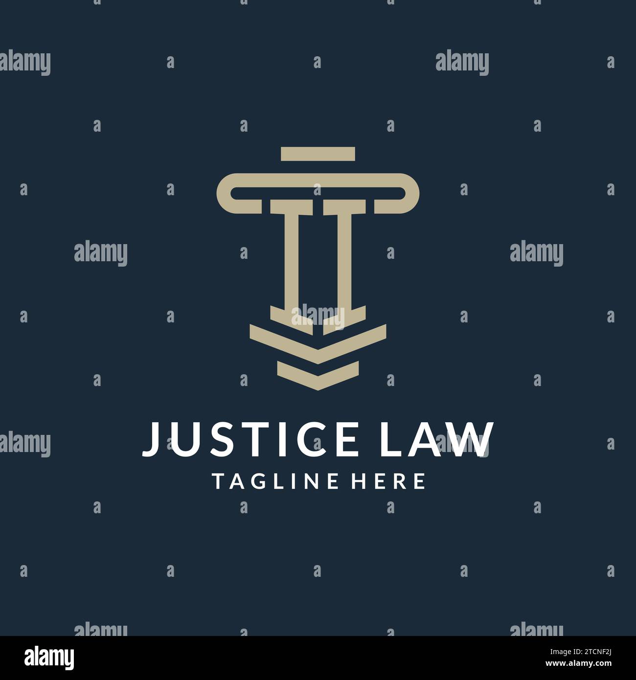 II initial logo monogram with simple luxury pillar line vector design ...