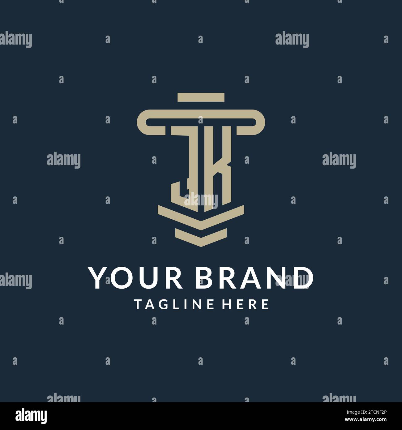 JK initial logo monogram with simple luxury pillar line vector design ...