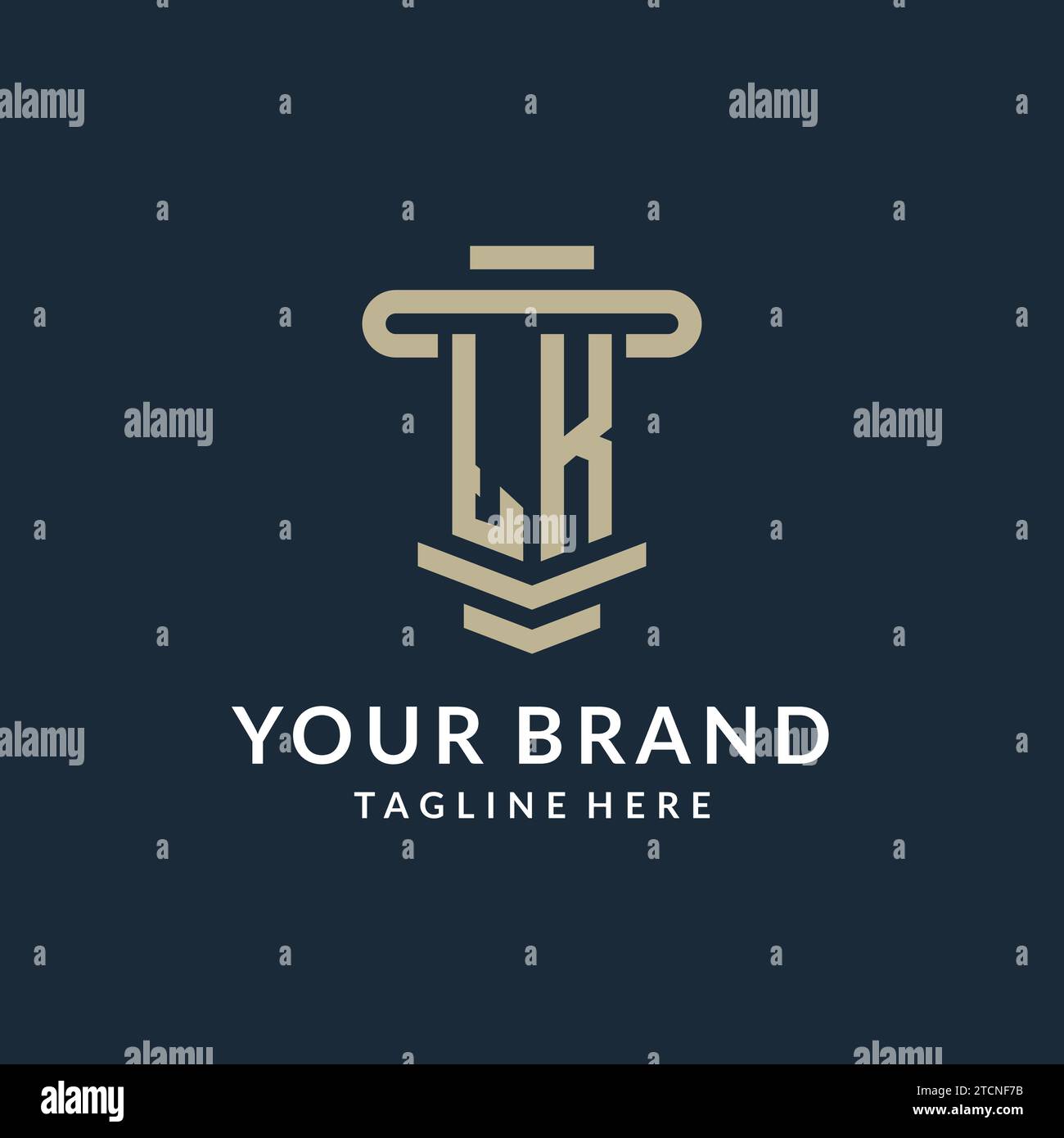 LK initial logo monogram with simple luxury pillar line vector design ...