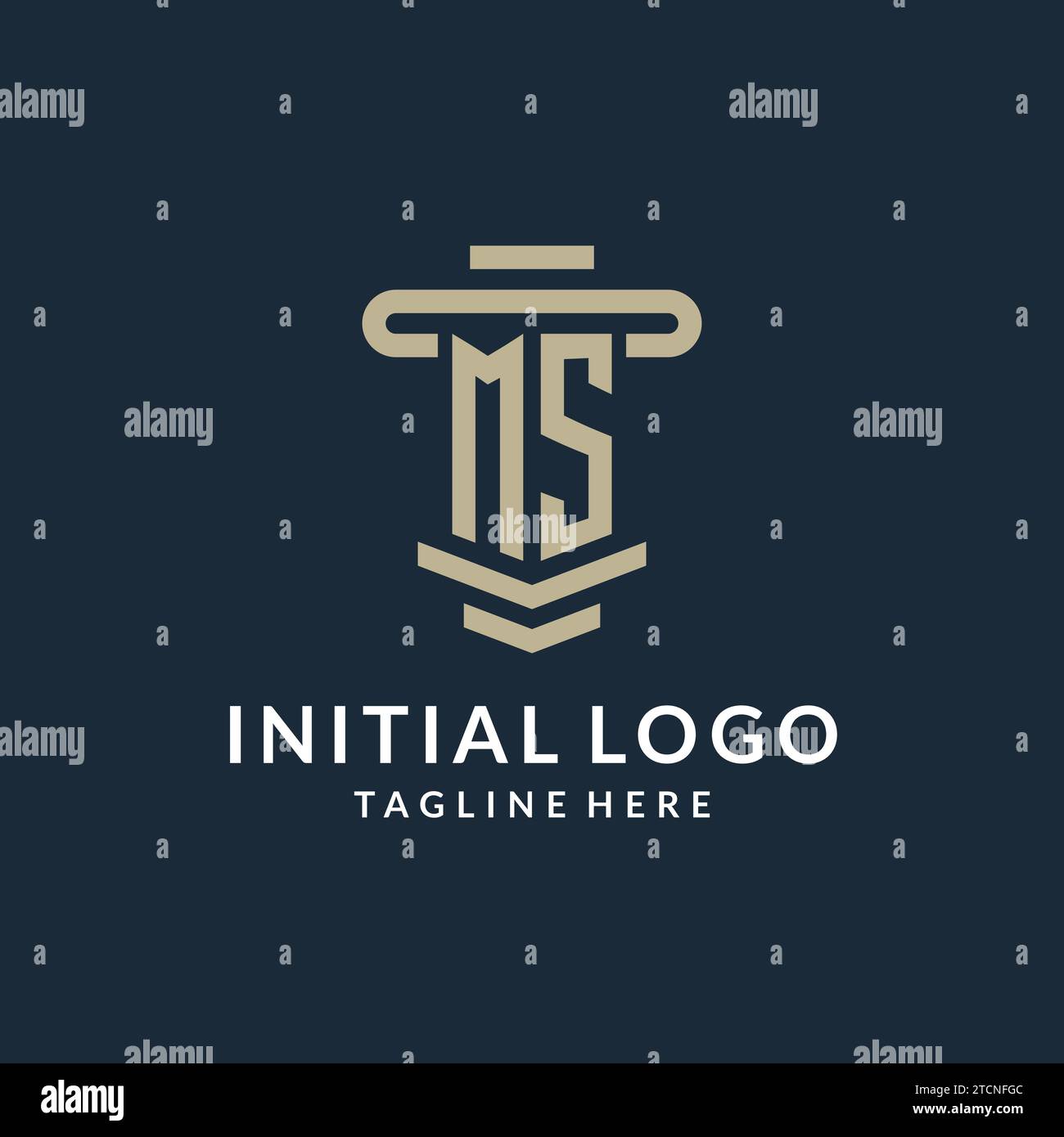 MS initial logo monogram with simple luxury pillar line vector design ...