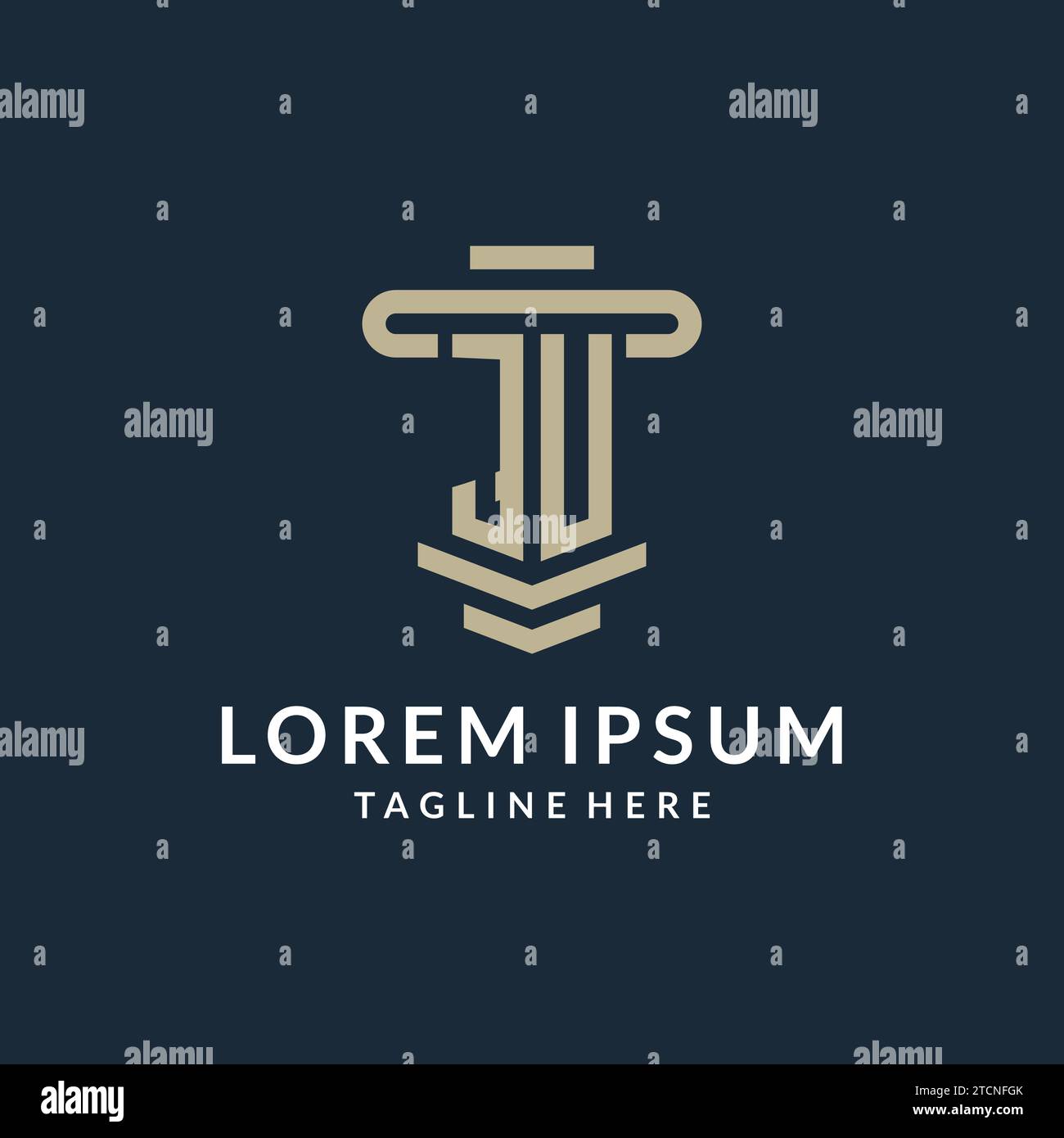 JU initial logo monogram with simple luxury pillar line vector design ...