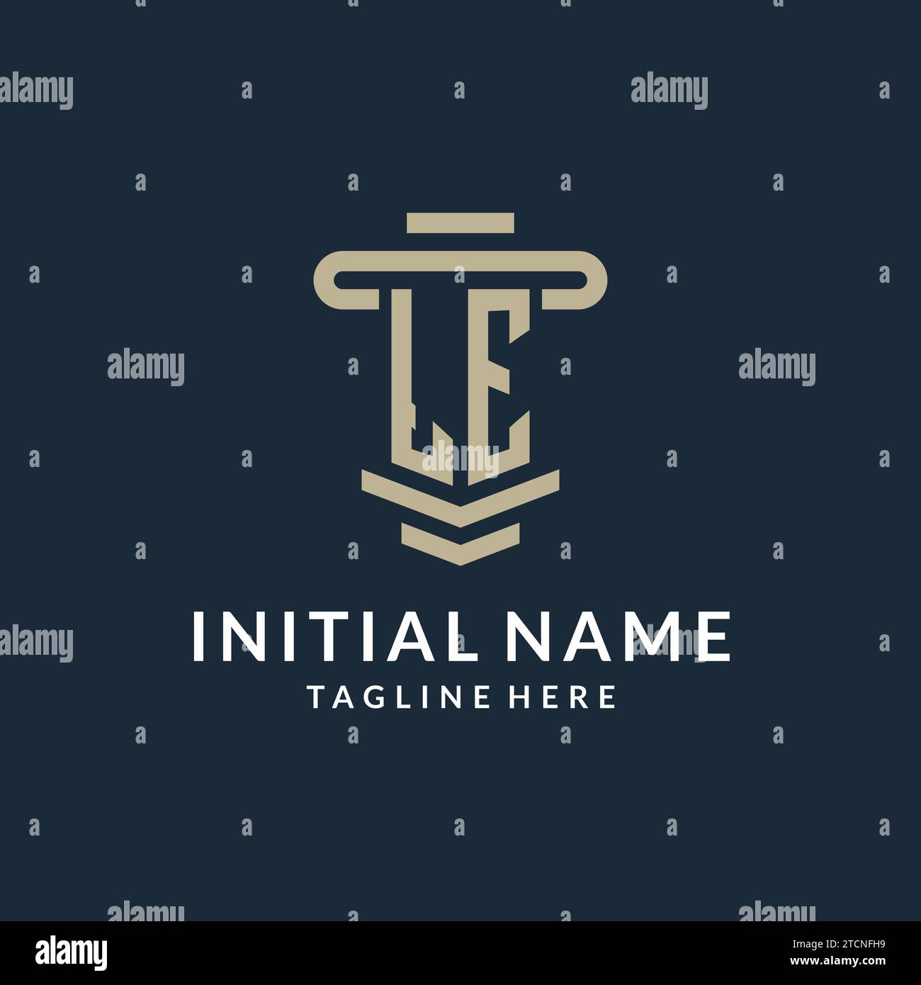 LE initial logo monogram with simple luxury pillar line vector design ...