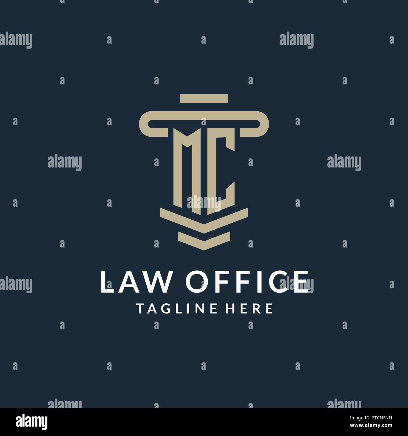 MC initial logo monogram with simple luxury pillar line vector design ...