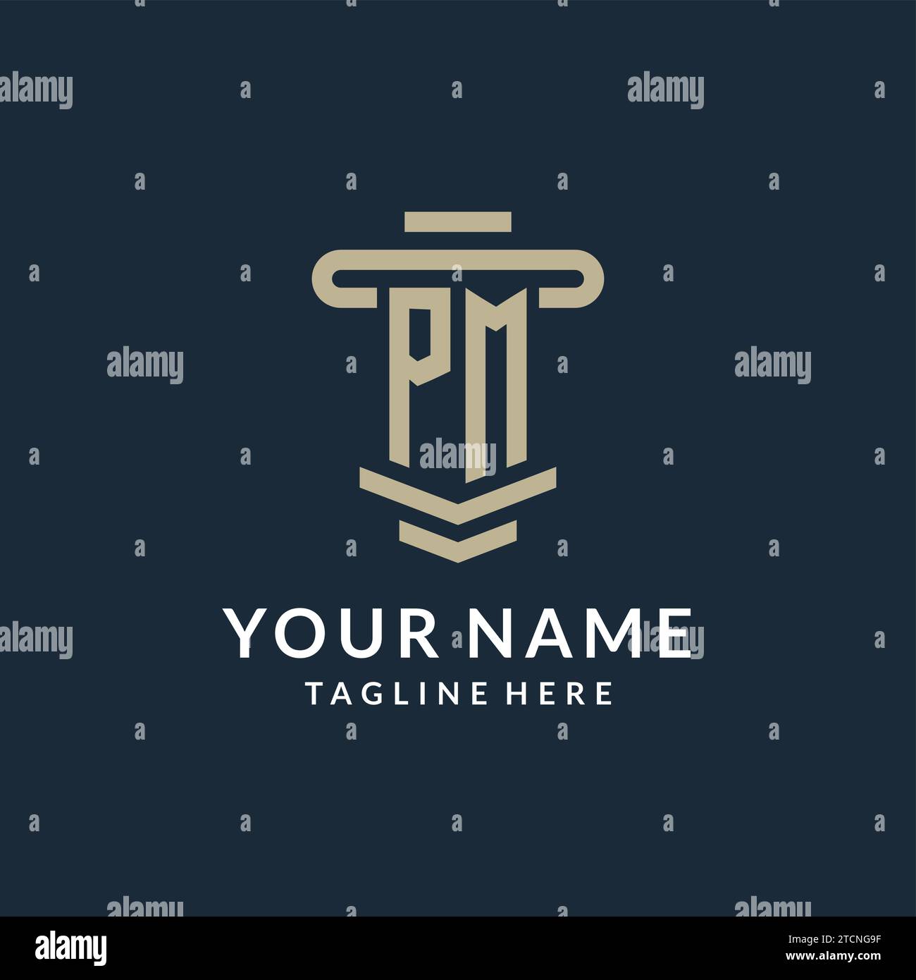PM initial logo monogram with simple luxury pillar line vector design ...