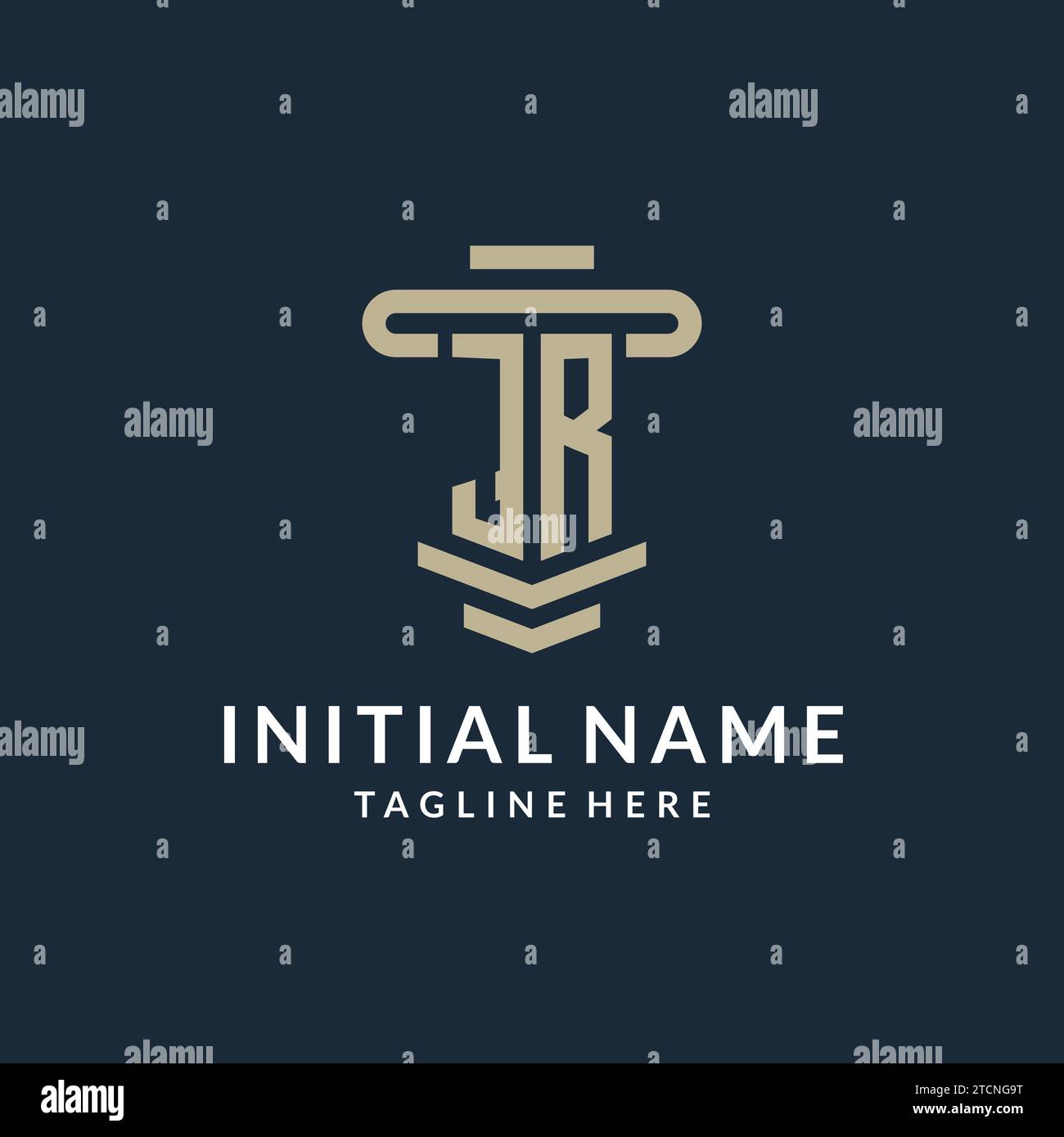 JR initial logo monogram with simple luxury pillar line vector design ...