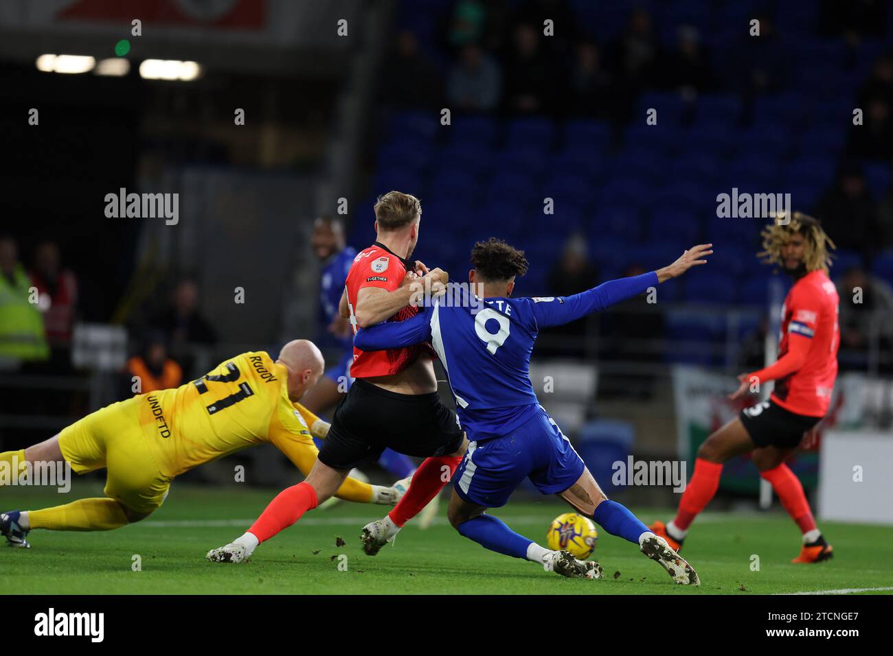 Cardiff, UK. 13th Dec, 2023. Marc Roberts of Birmingham city and John ...