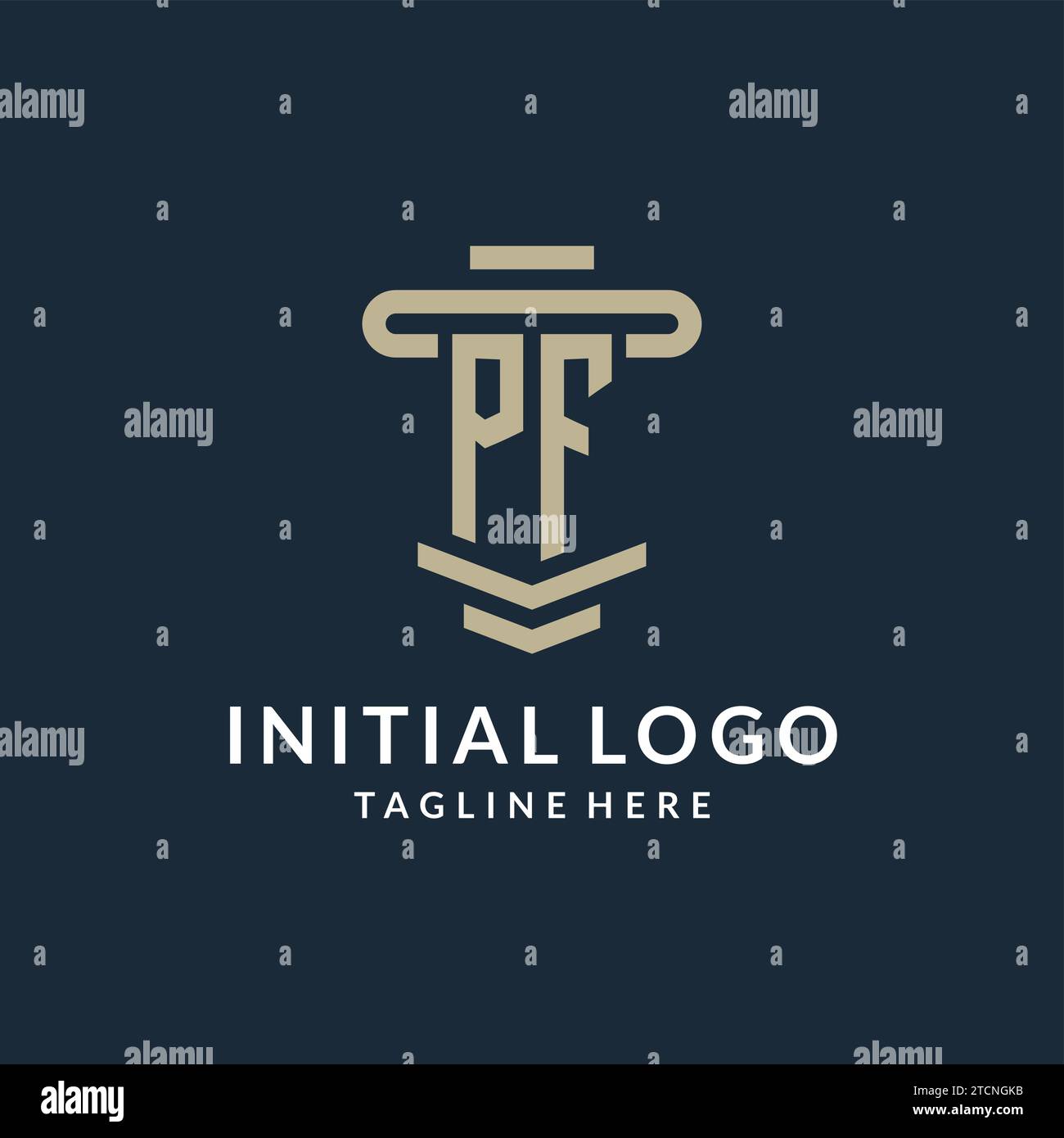 PF initial logo monogram with simple luxury pillar line vector design ...