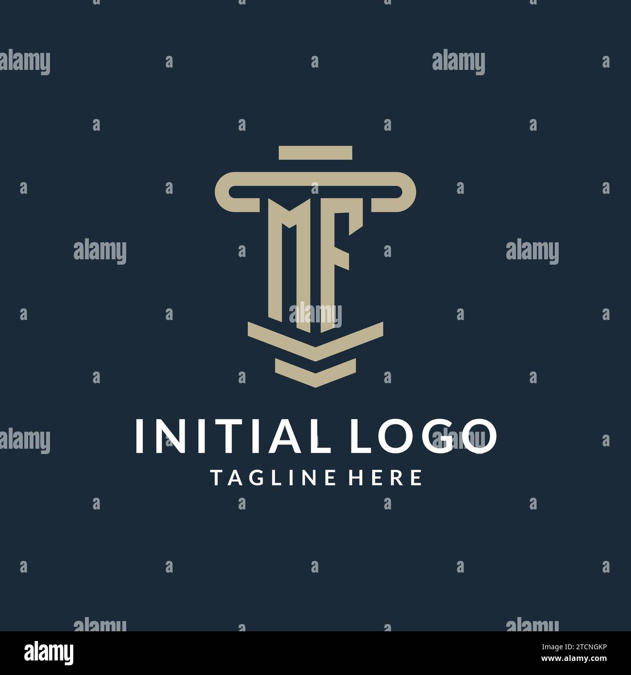 MF initial logo monogram with simple luxury pillar line vector design ...