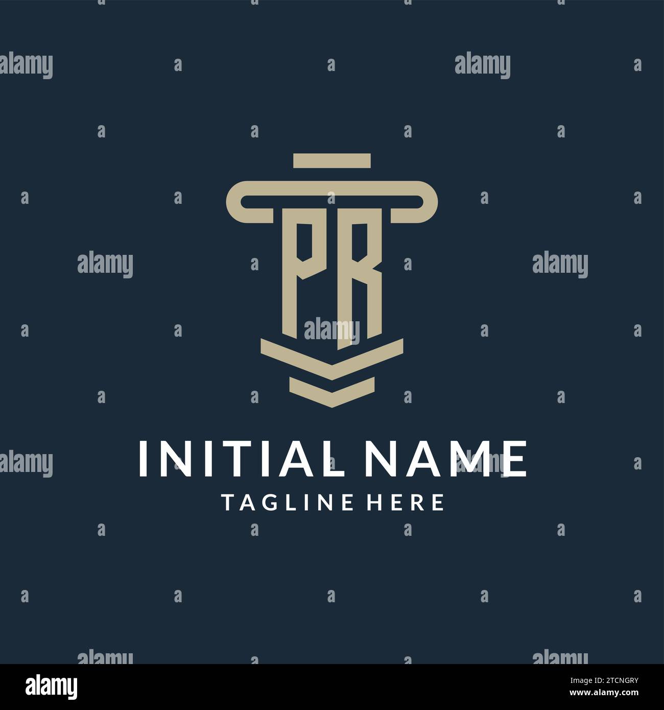 PR initial logo monogram with simple luxury pillar line vector design ...