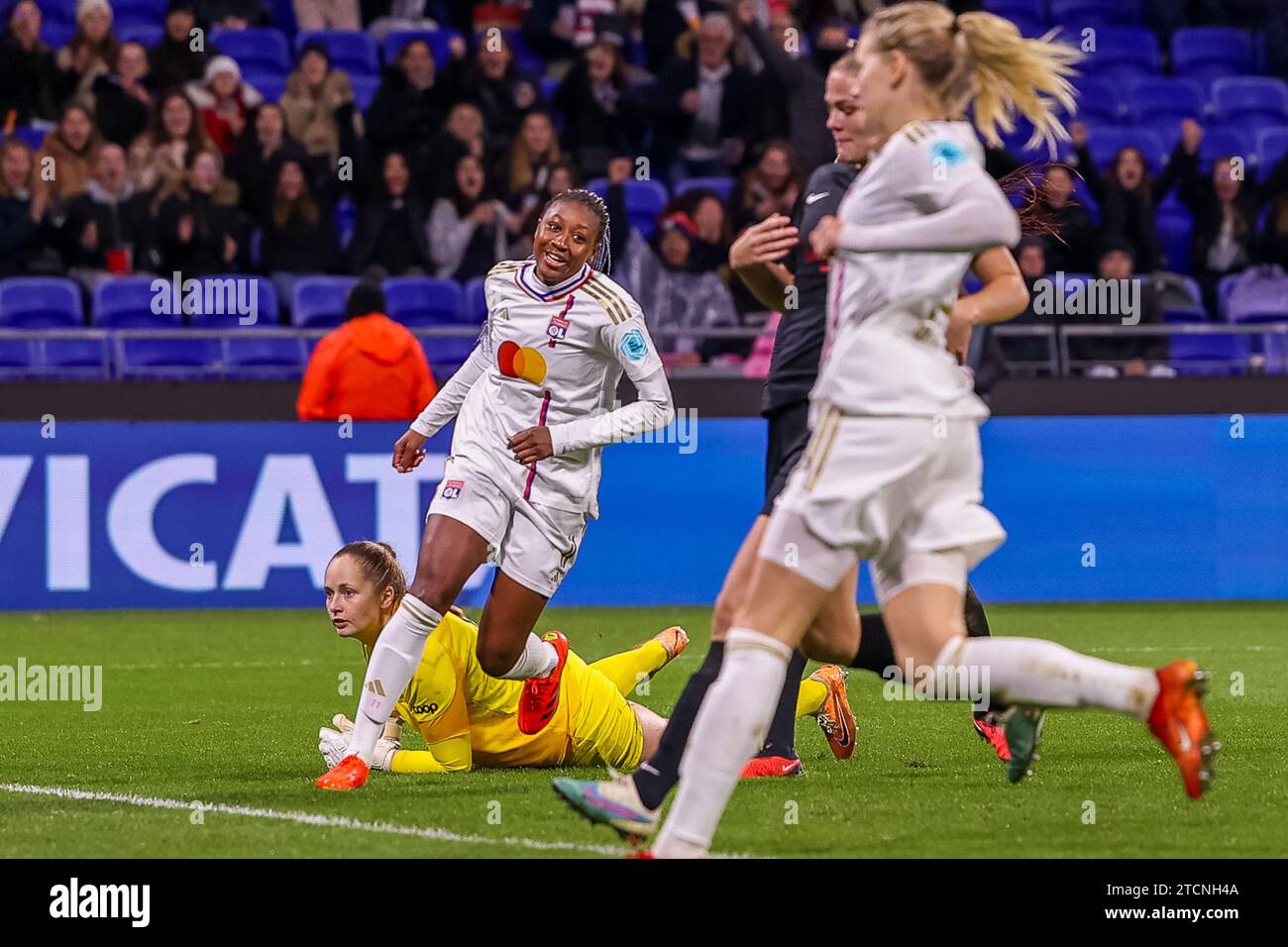 Lyon, France. 13th Dec, 2023. Kadidiatou Diani (11) from OL celebrating ...