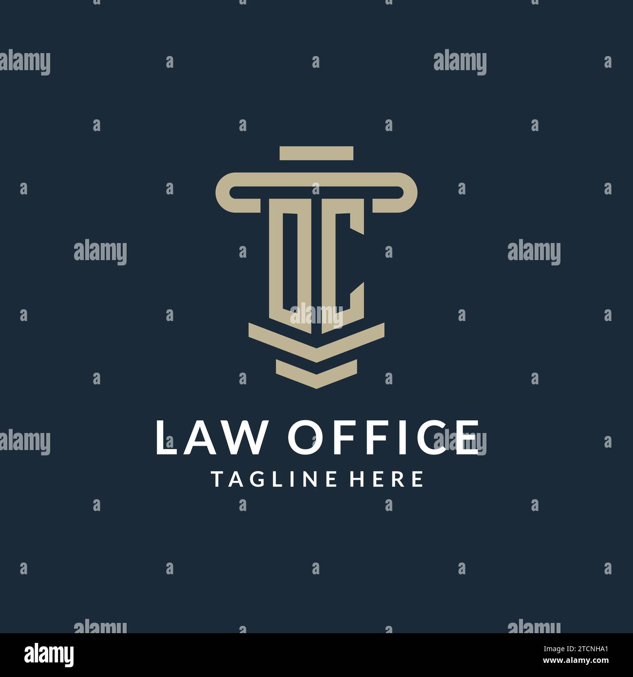 OC initial logo monogram with simple luxury pillar line vector design ...