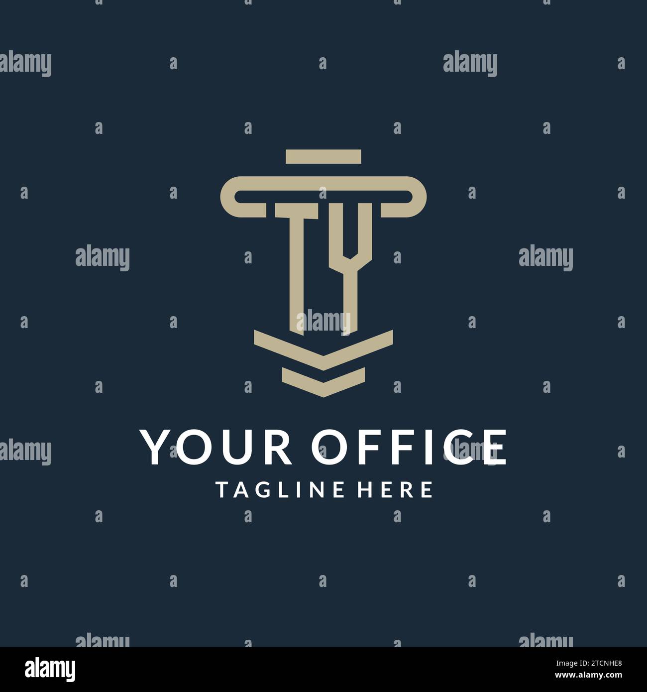 TY initial logo monogram with simple luxury pillar line vector design ...