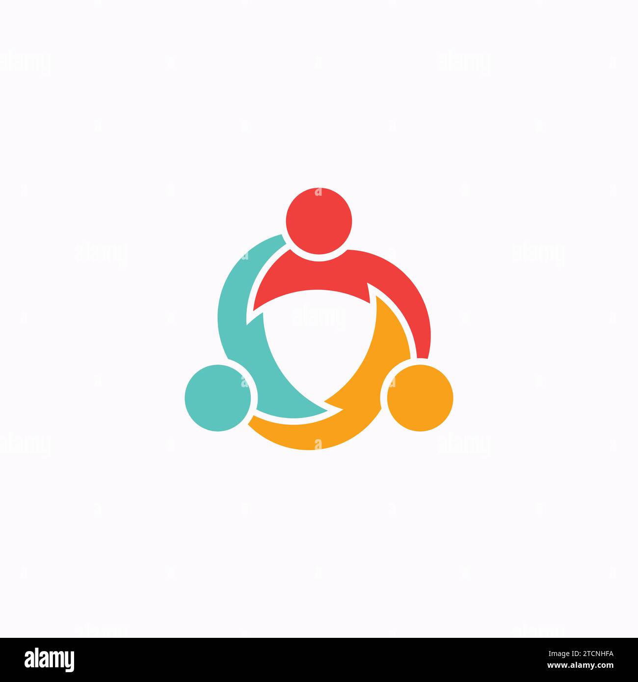Abstract Icon Teamwork Unity Logo Three Interlinked Colorful Figures In A Circular Design