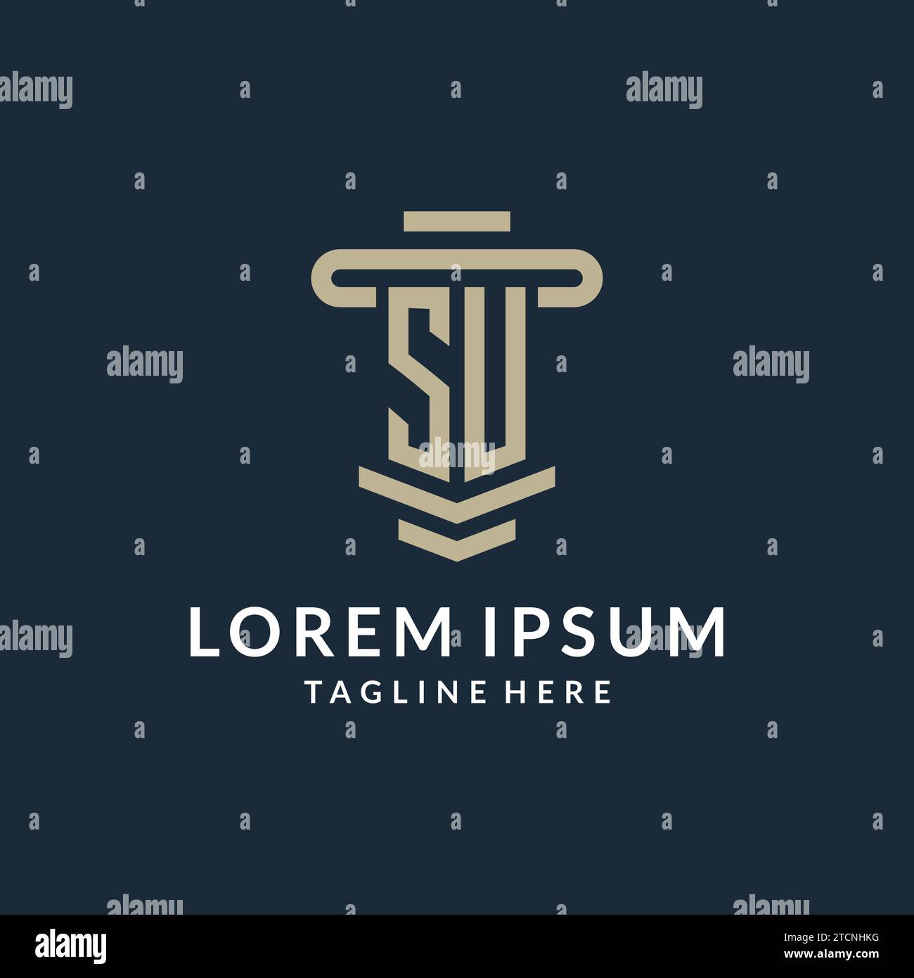 SU initial logo monogram with simple luxury pillar line vector design ...