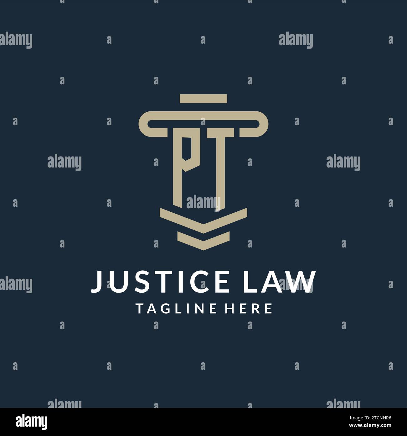 PT initial logo monogram with simple luxury pillar line vector design ...