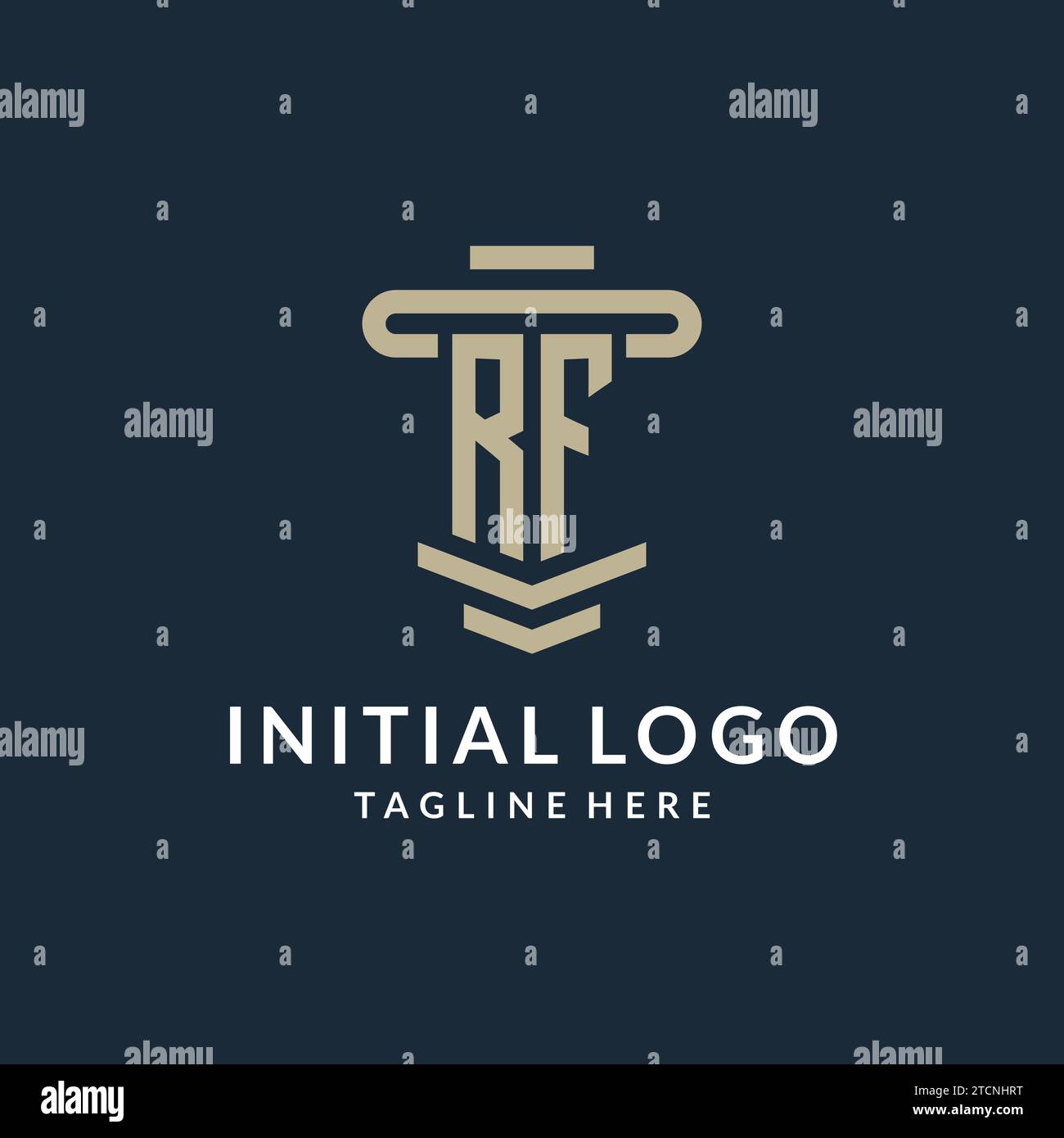 RF initial logo monogram with simple luxury pillar line vector design ...