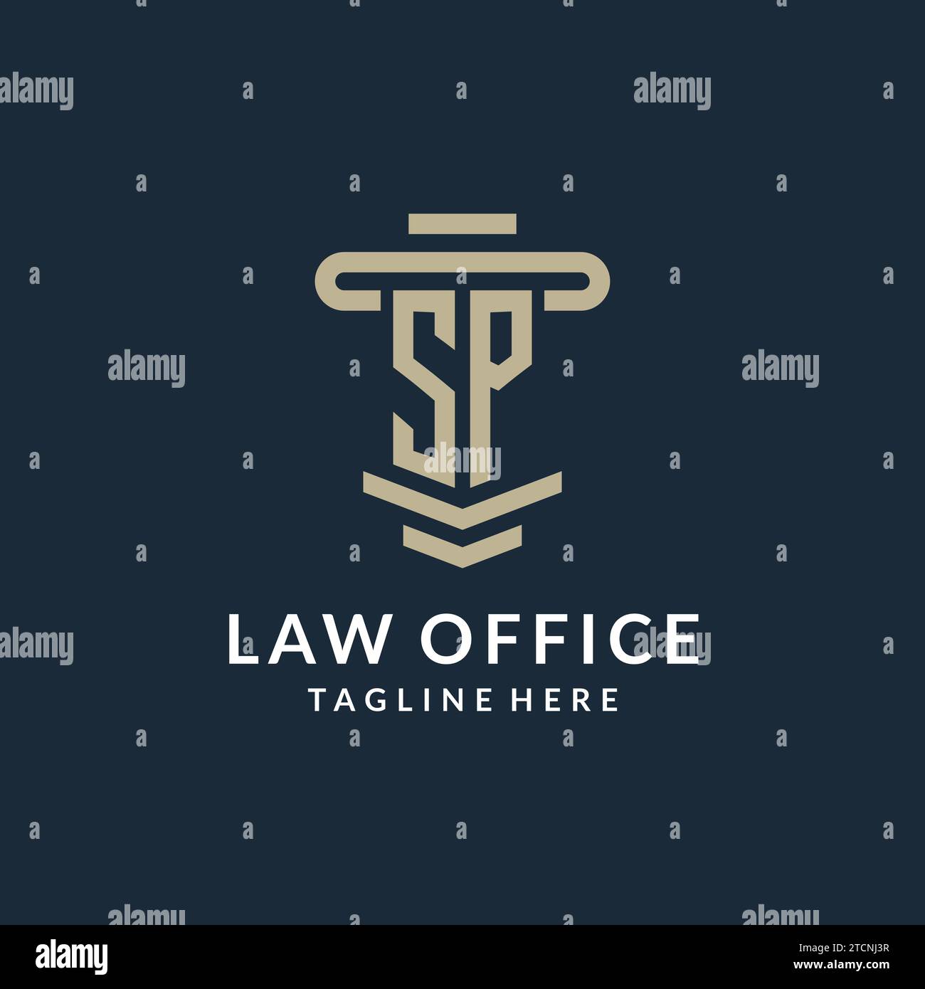 SP initial logo monogram with simple luxury pillar line vector design ...