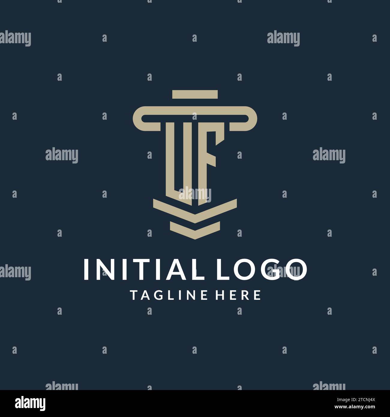 UF initial logo monogram with simple luxury pillar line vector design ...