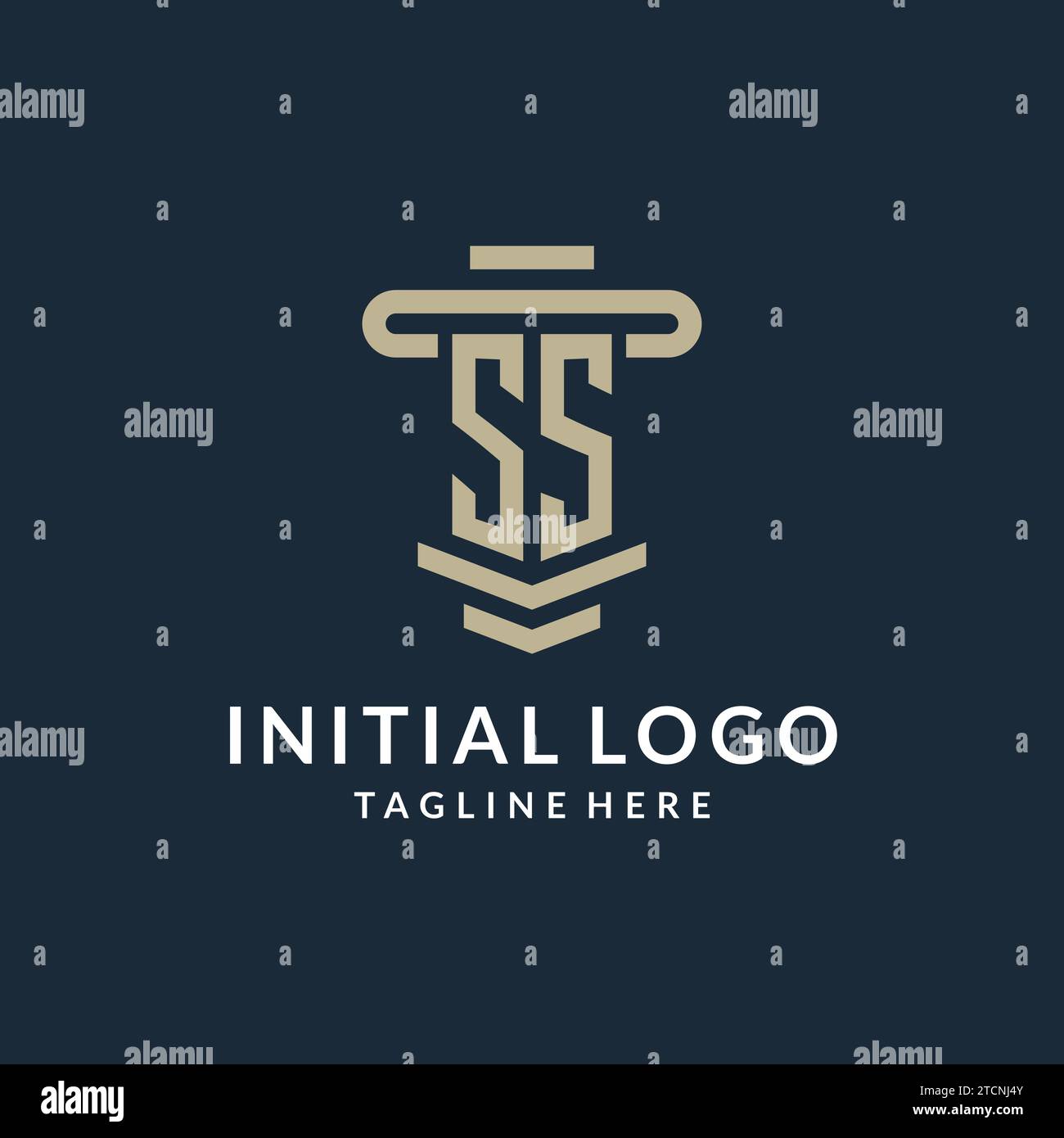 SS initial logo monogram with simple luxury pillar line vector design ...