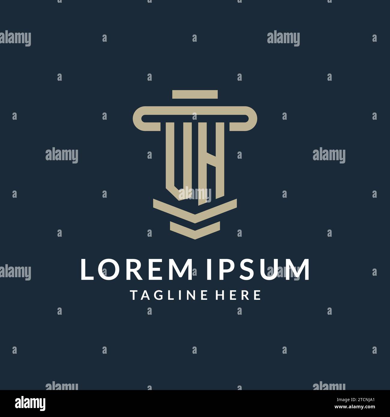 VH initial logo monogram with simple luxury pillar line vector design ...