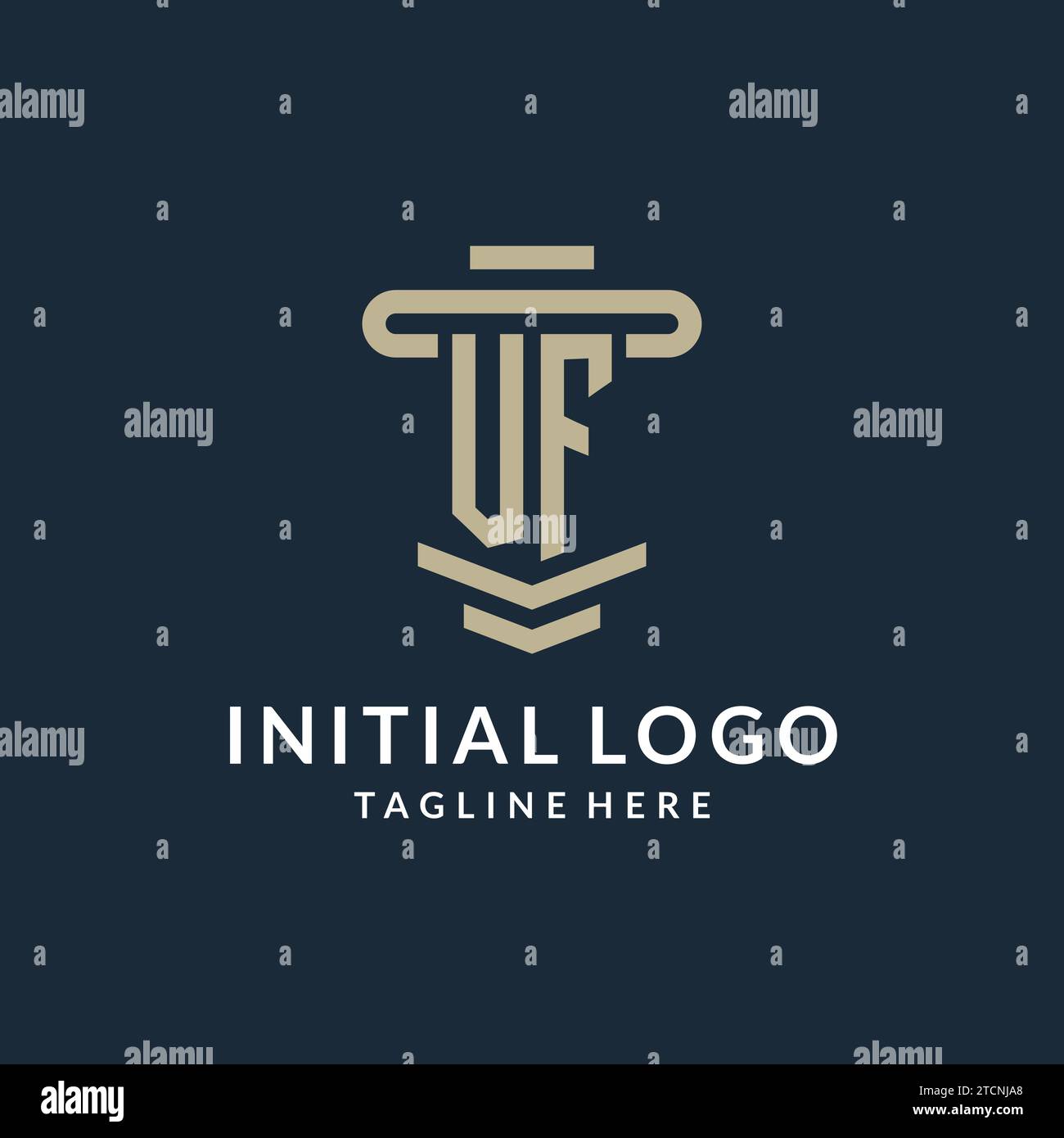 VF initial logo monogram with simple luxury pillar line vector design ...