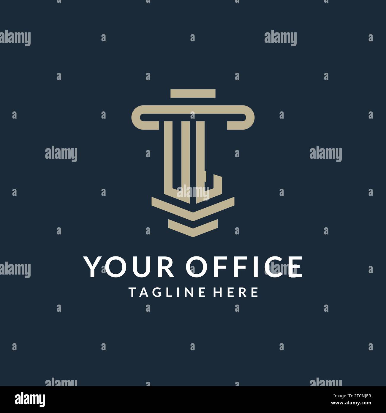 UL initial logo monogram with simple luxury pillar line vector design ...
