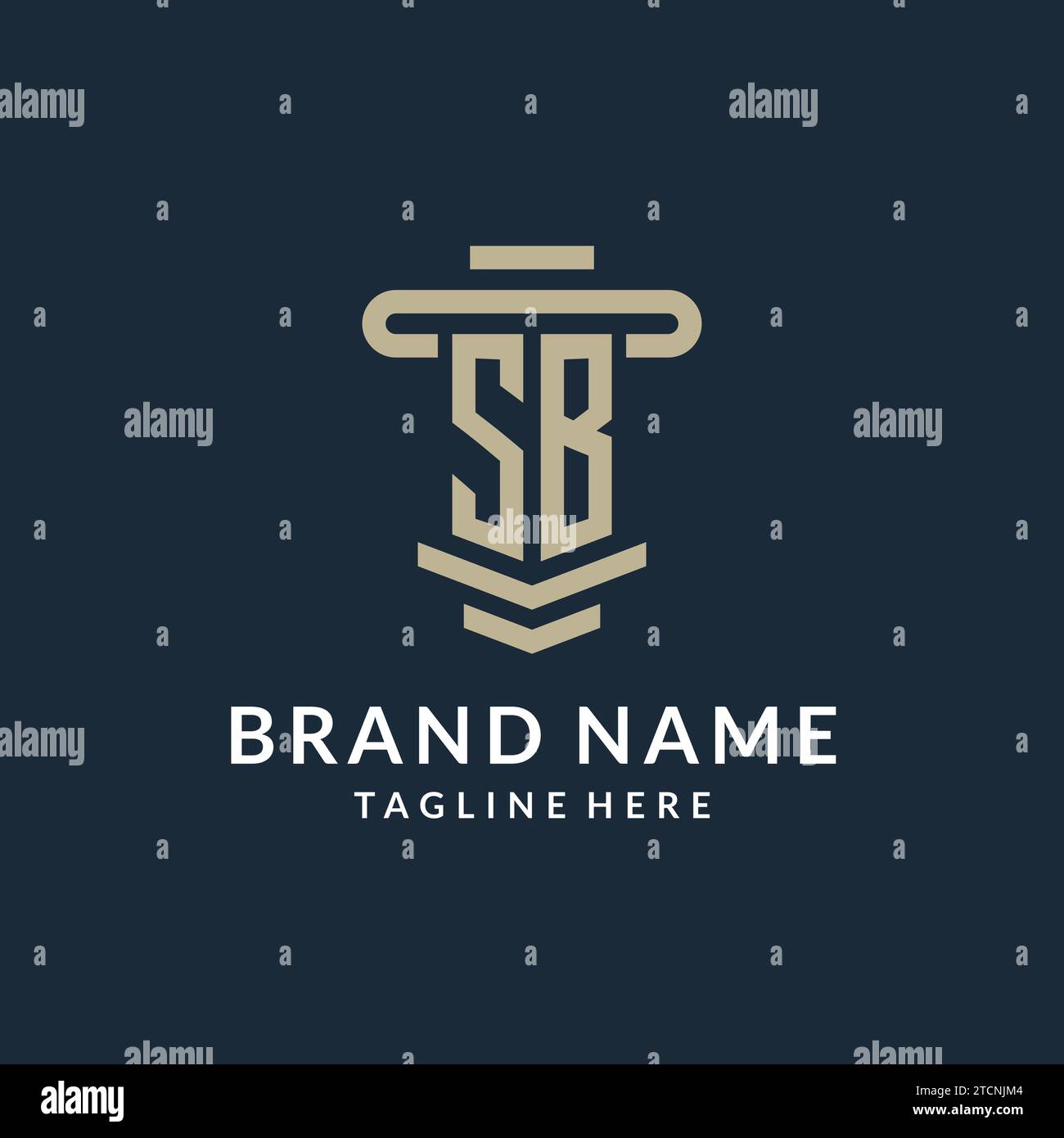 SB initial logo monogram with simple luxury pillar line vector design ...