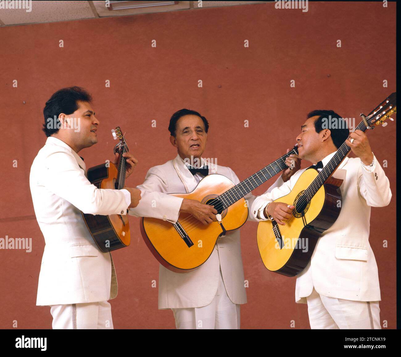 Madrid, March 1991. Los Panchos: Chucho Navarro, Rafael Basurto and ...