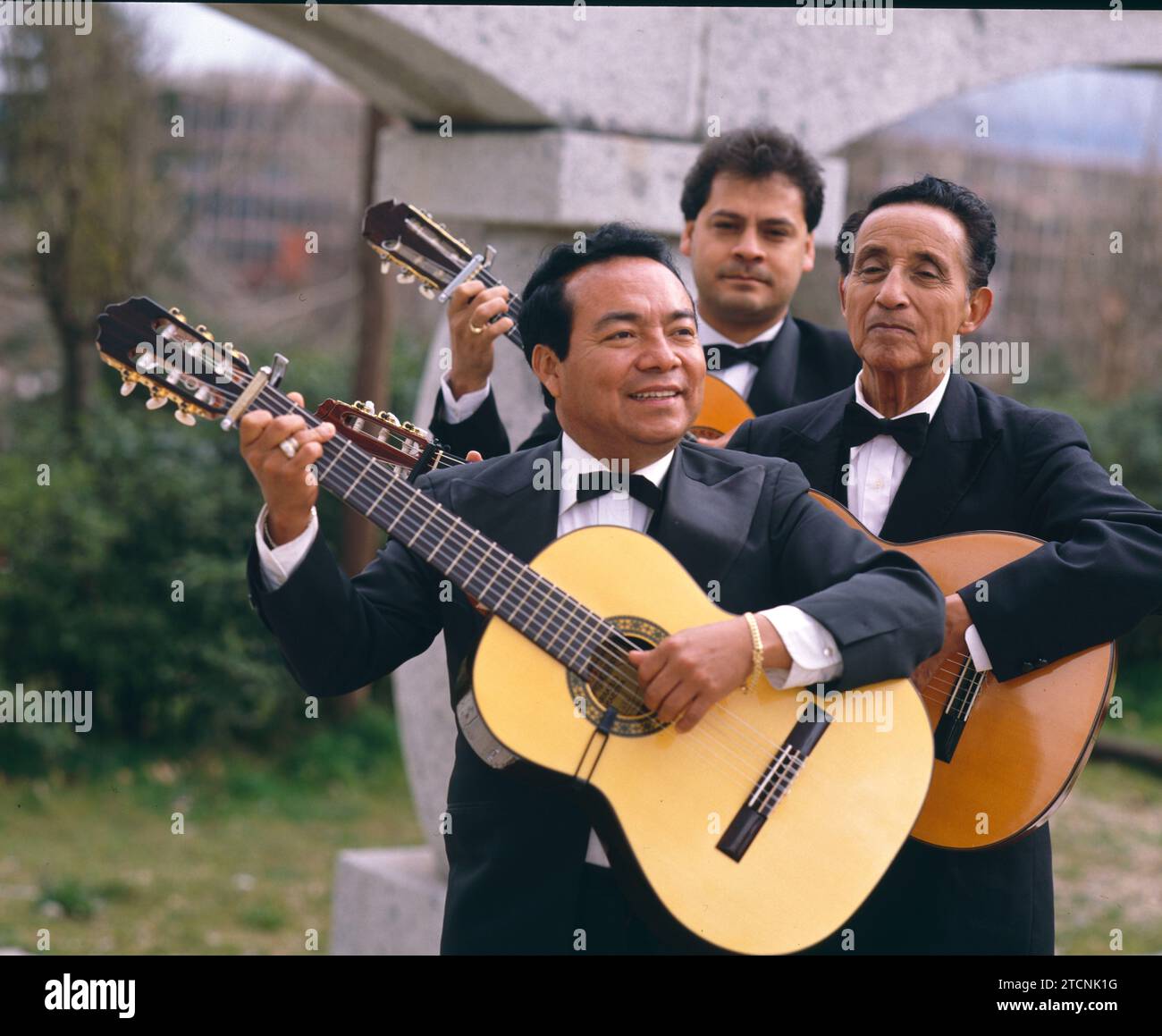 Madrid, March 1991. Los Panchos: Chucho Navarro, Rafael Basurto and ...