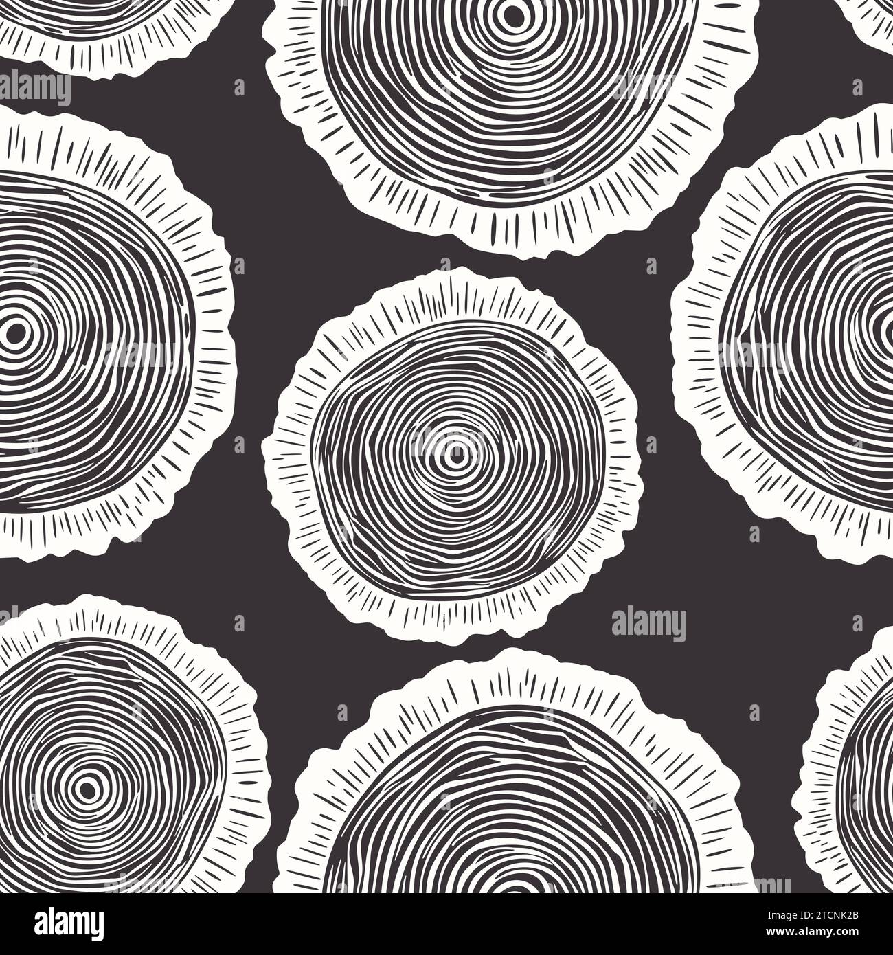 Vector Seamless Pattern with Tree Rings, Saw Cut Tree Trunk, Wood Log, Cross. Pine, Oak Slices ...