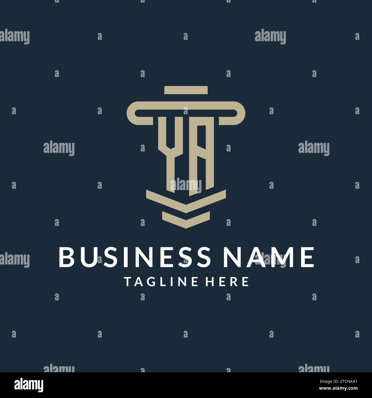 YA initial logo monogram with simple luxury pillar line vector design ...