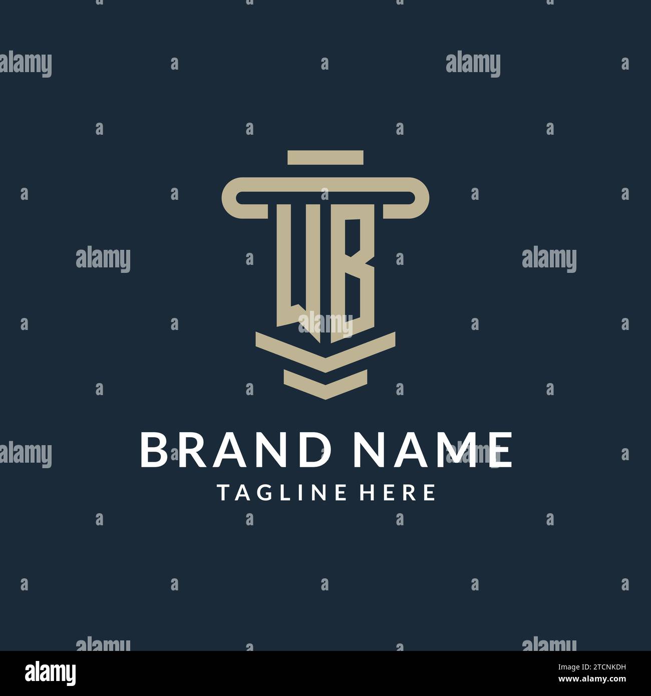 WB initial logo monogram with simple luxury pillar line vector design ...