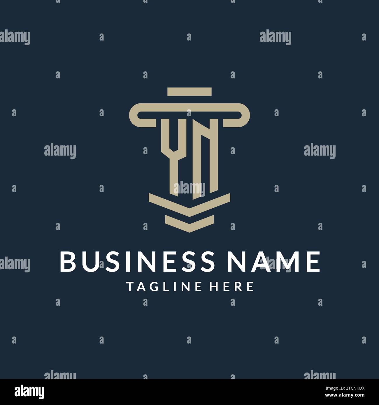 YN initial logo monogram with simple luxury pillar line vector design ...