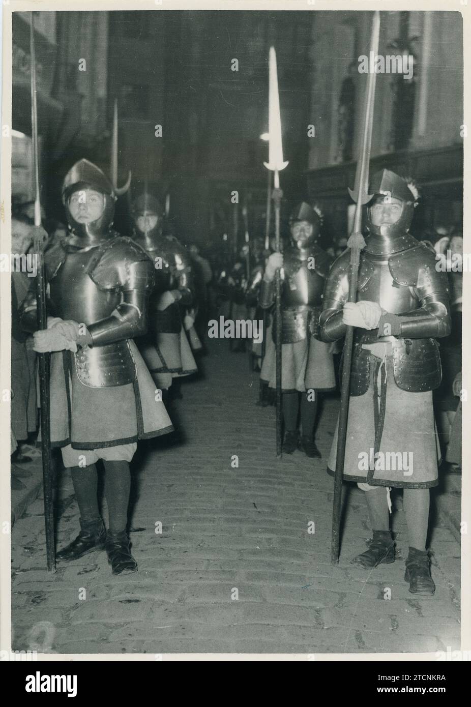 Toledo, 1953 (CA.). Holy Week, Good Friday. The Roman soldiers, with ...