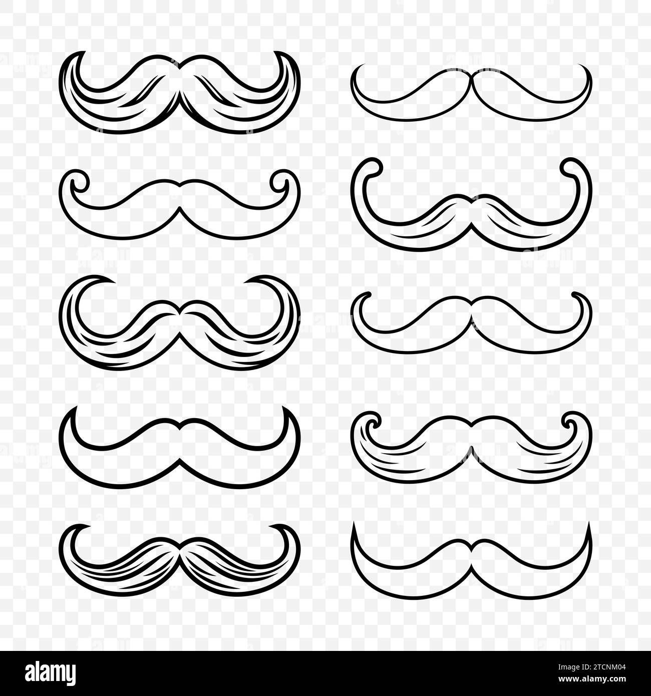 Vector Isolated Mustache Set. Face Party Decoration for Portrait ...