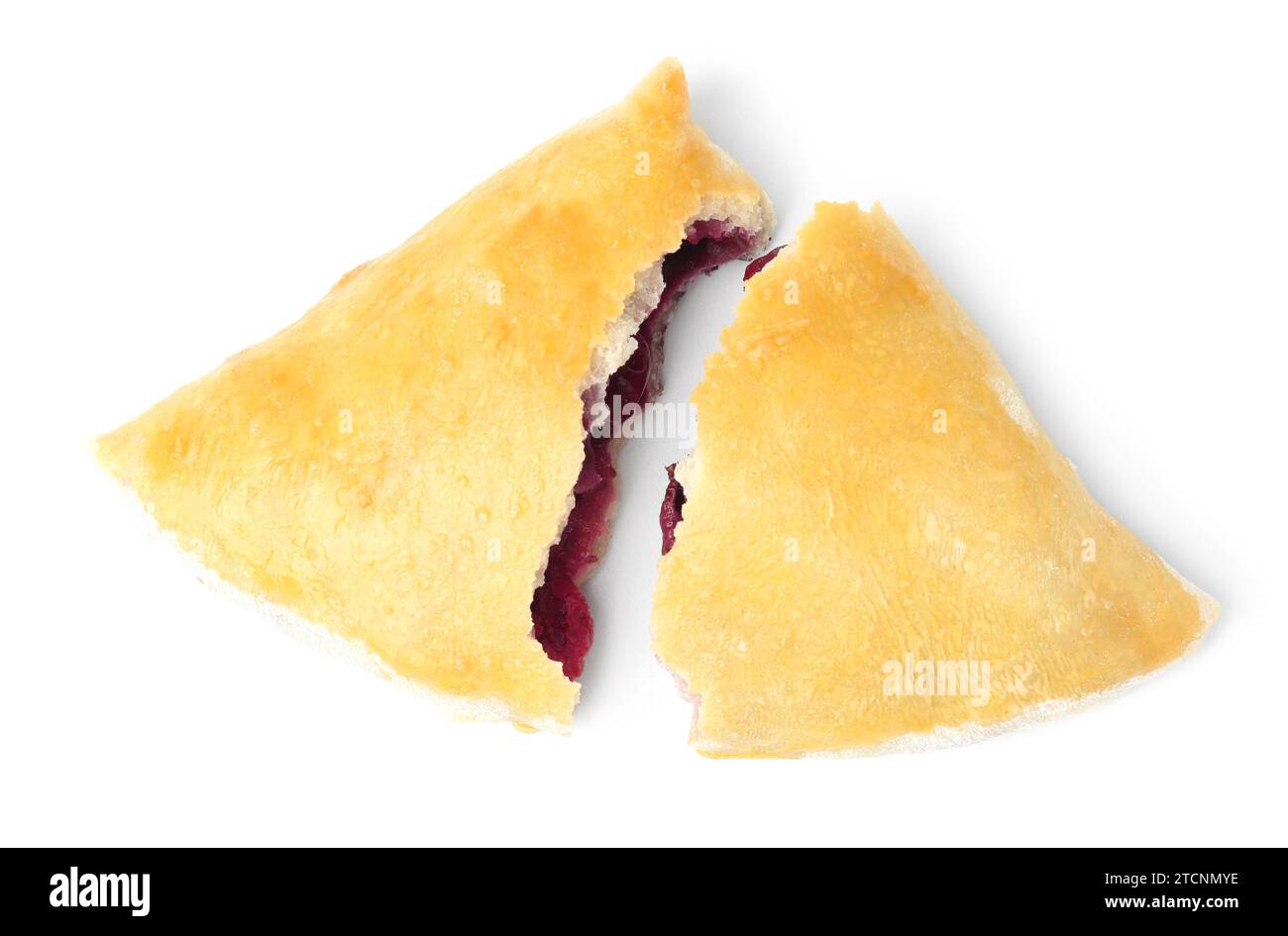 Tasty samosa with berry filling isolated on white, top view Stock Photo ...