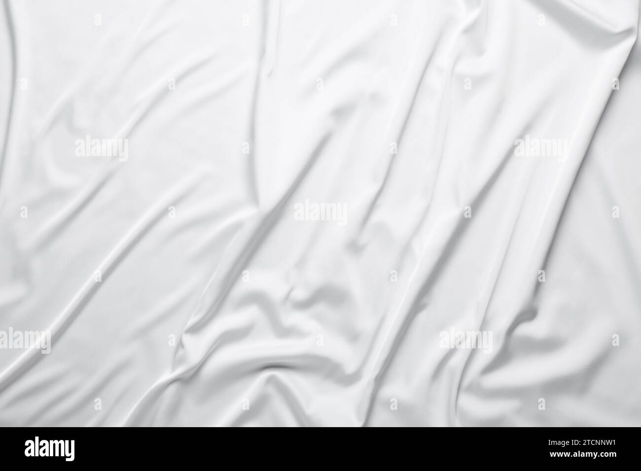 Texture of white silk ripple fabric as background, top view Stock Photo ...