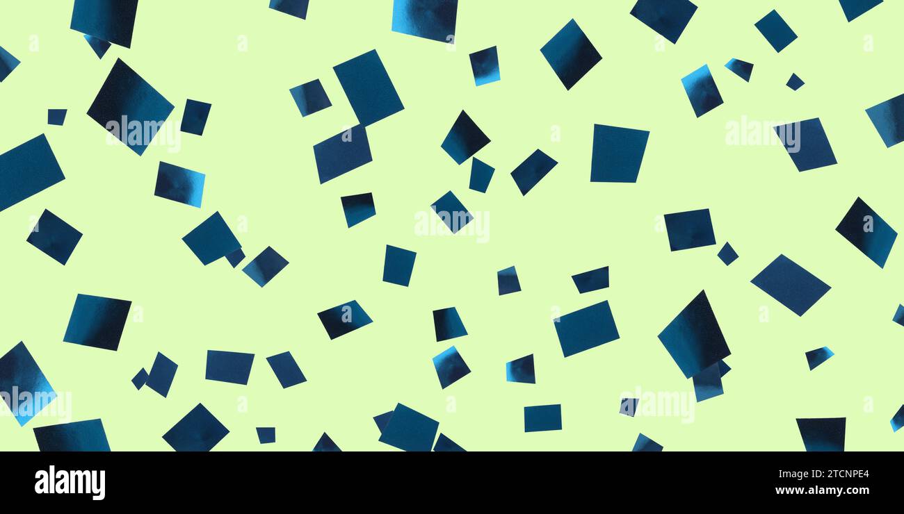Shiny blue confetti falling on light green background. Banner design ...