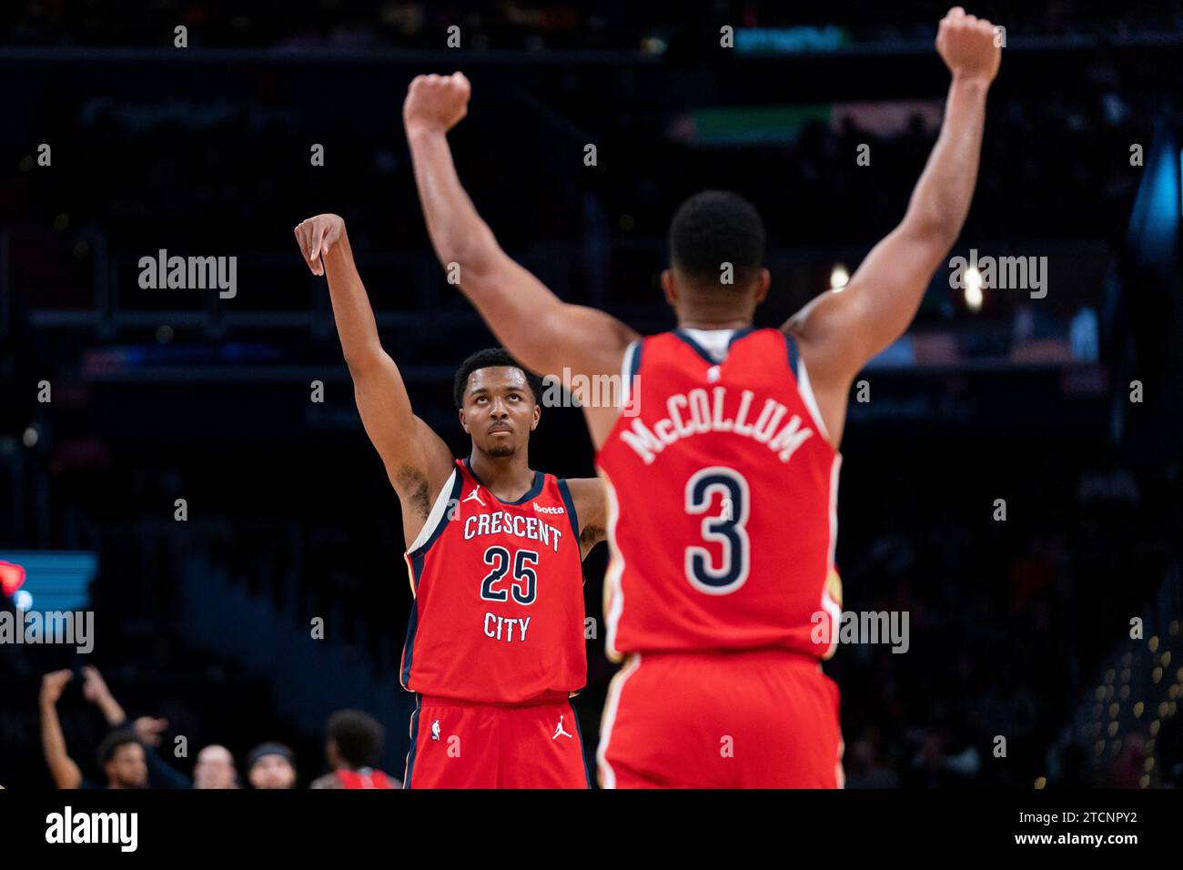 New Orleans Pelicans guard Trey Murphy III (25) celebrates with ...